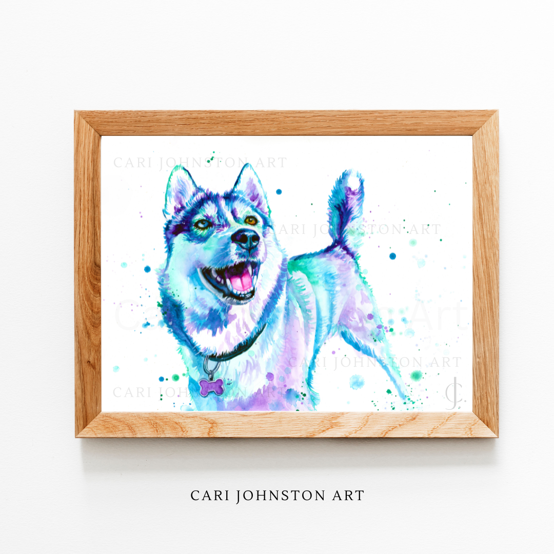 Karma the Husky Watercolour Print Husky Dog Wall Art by Canadian Artist ...